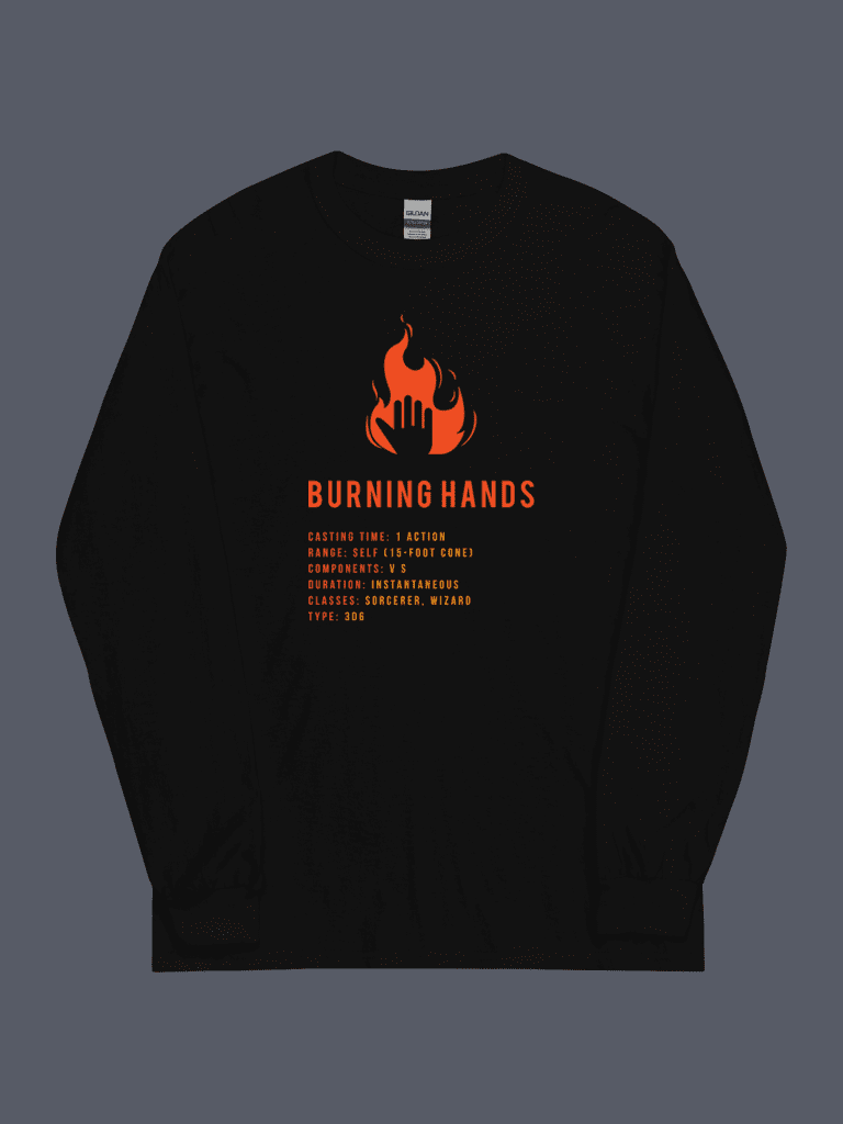 Burning Hands Long Sleeve Tee - Shop DnD