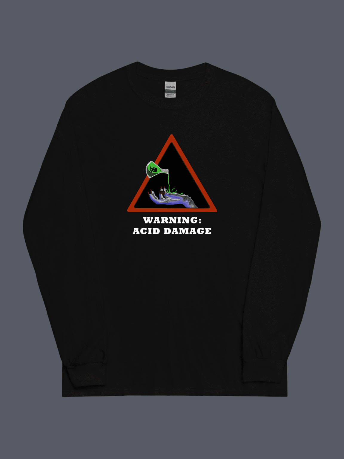 Warning Acid Damage Long Sleeve Tee - Shop DnD